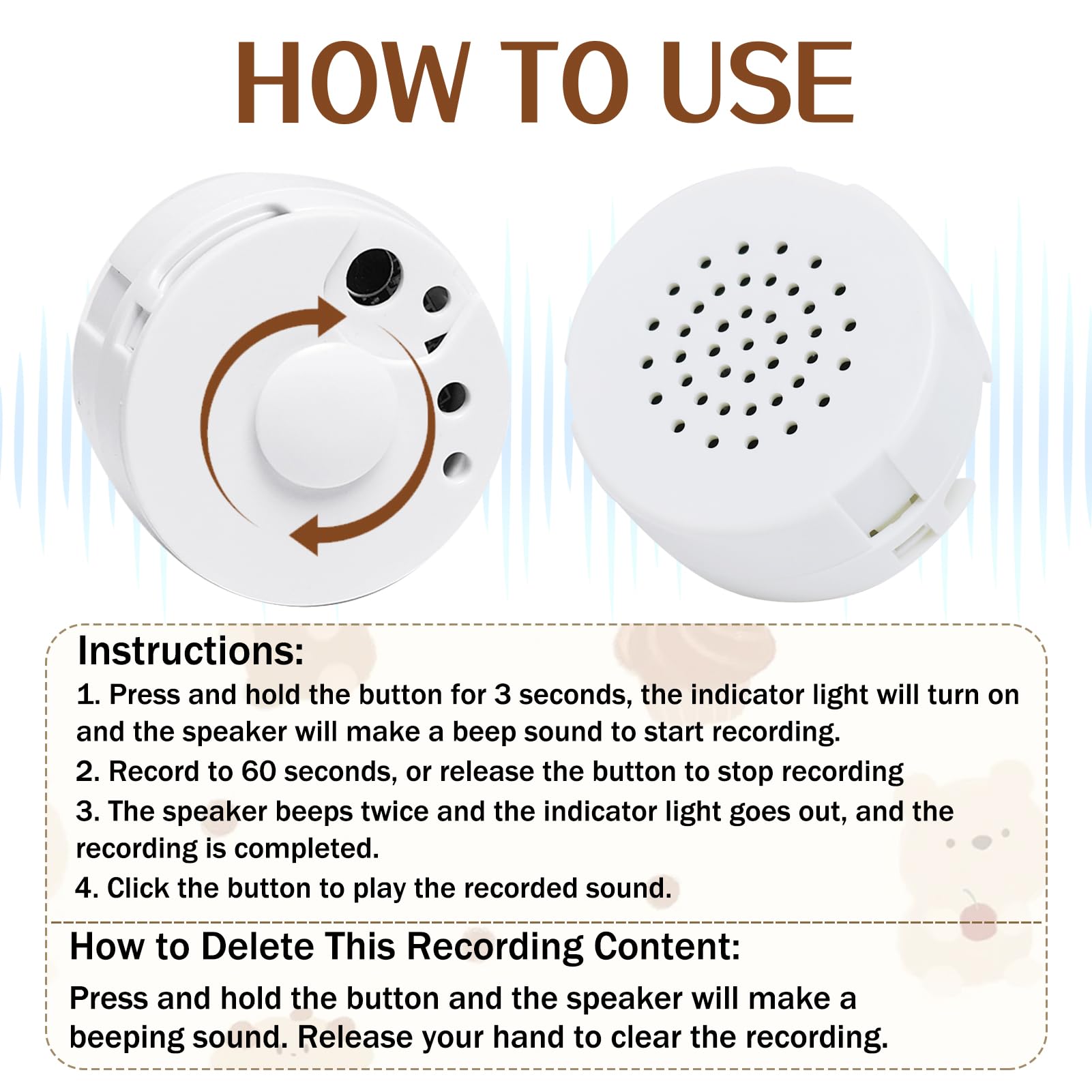 60-Second Voice Recorder for Teddy, Mini Voice Recorder for Plush Toys ...