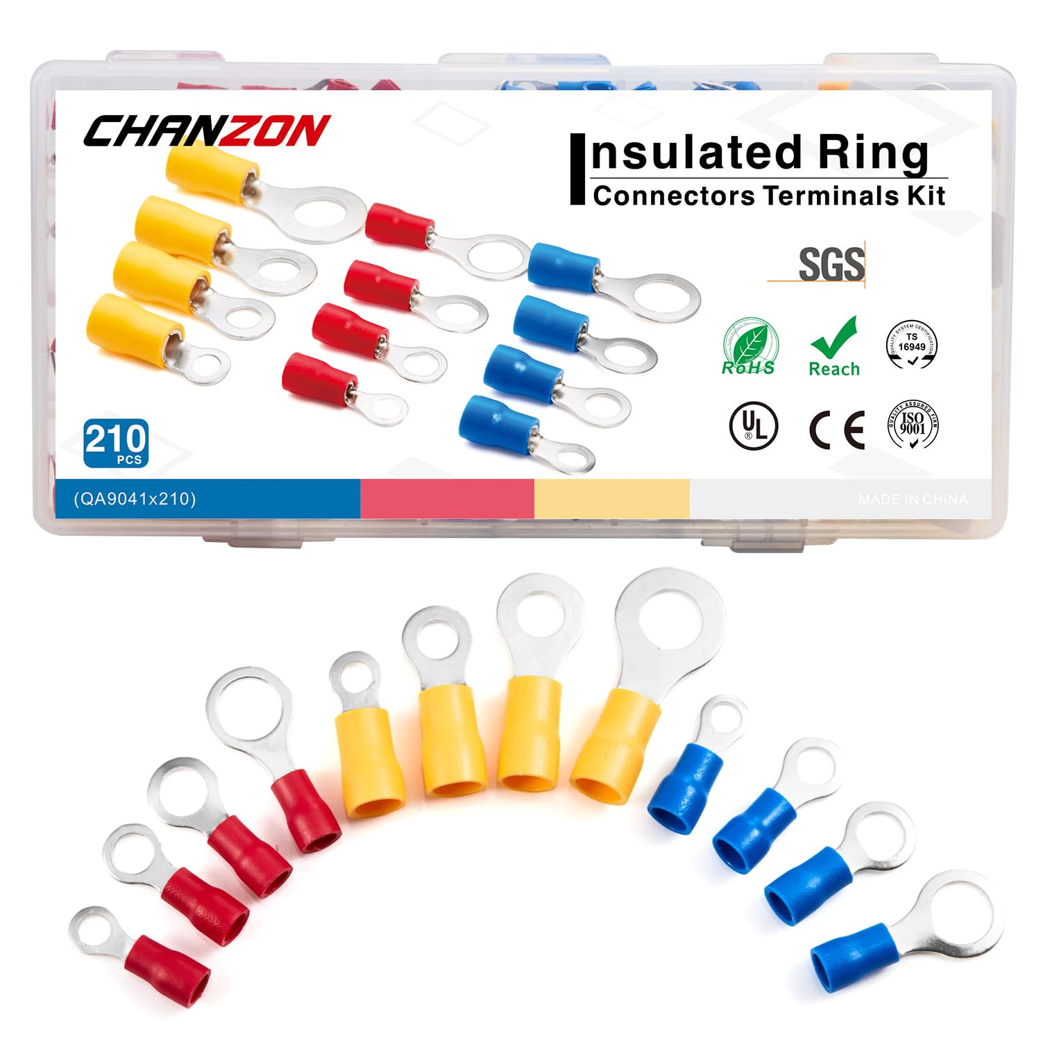 Snapklik.com : Chanzon 210pcs UL Listed Ring Terminals M4 M5 M6 M8 Red ...