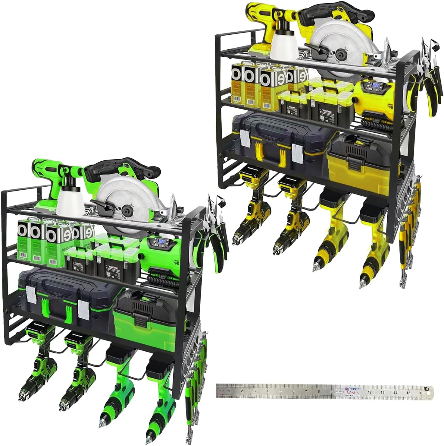 Amazon.com: Heavy-Duty 4 Layers Storage Rack 4 Cordless Drill Holders ...