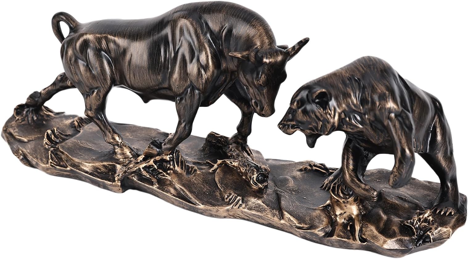 Amazon.com: NILEEBUKER Wall Street Bull and Bear Statue Bronze Patina Resin Stock Market ...