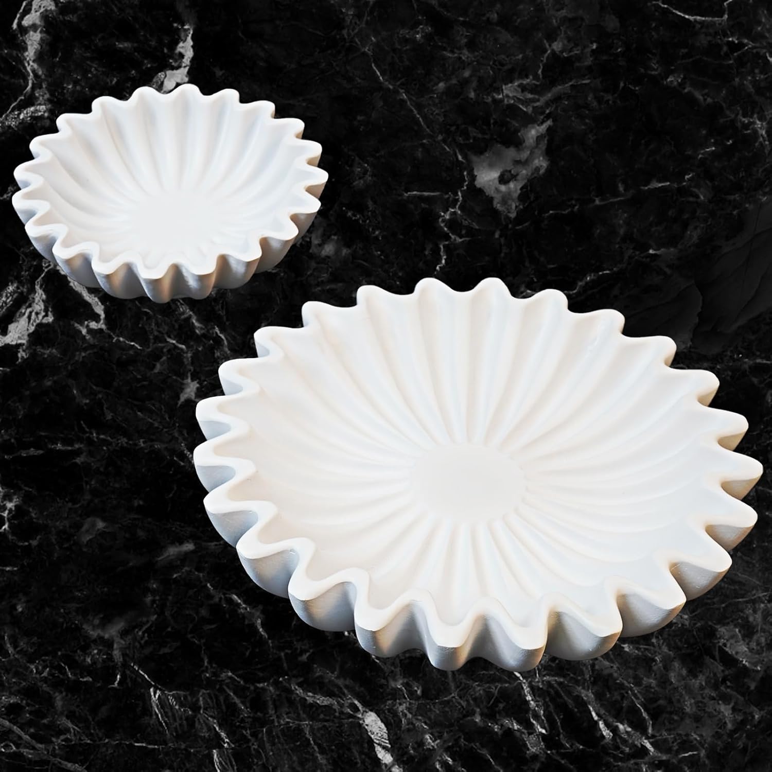 Amazon.com: S-SNAIL-OO 1-Pack Handcrafted Marble Ruffle Bowl - 6 inches ...