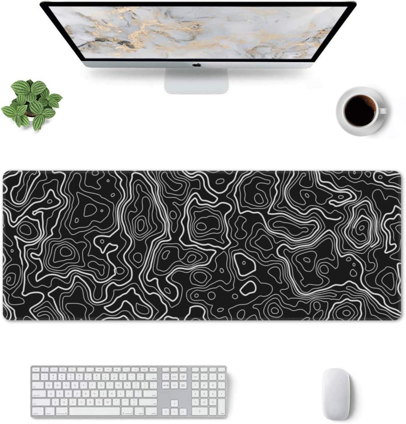 Amazon.com : Topographic Mouse Pad Long XL Black and White Extended ...