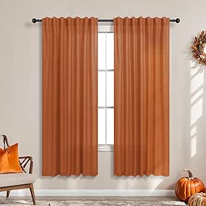 Amazon.com: KOUFALL Fall Orange Curtans for Living Room,Sheer Linen ...