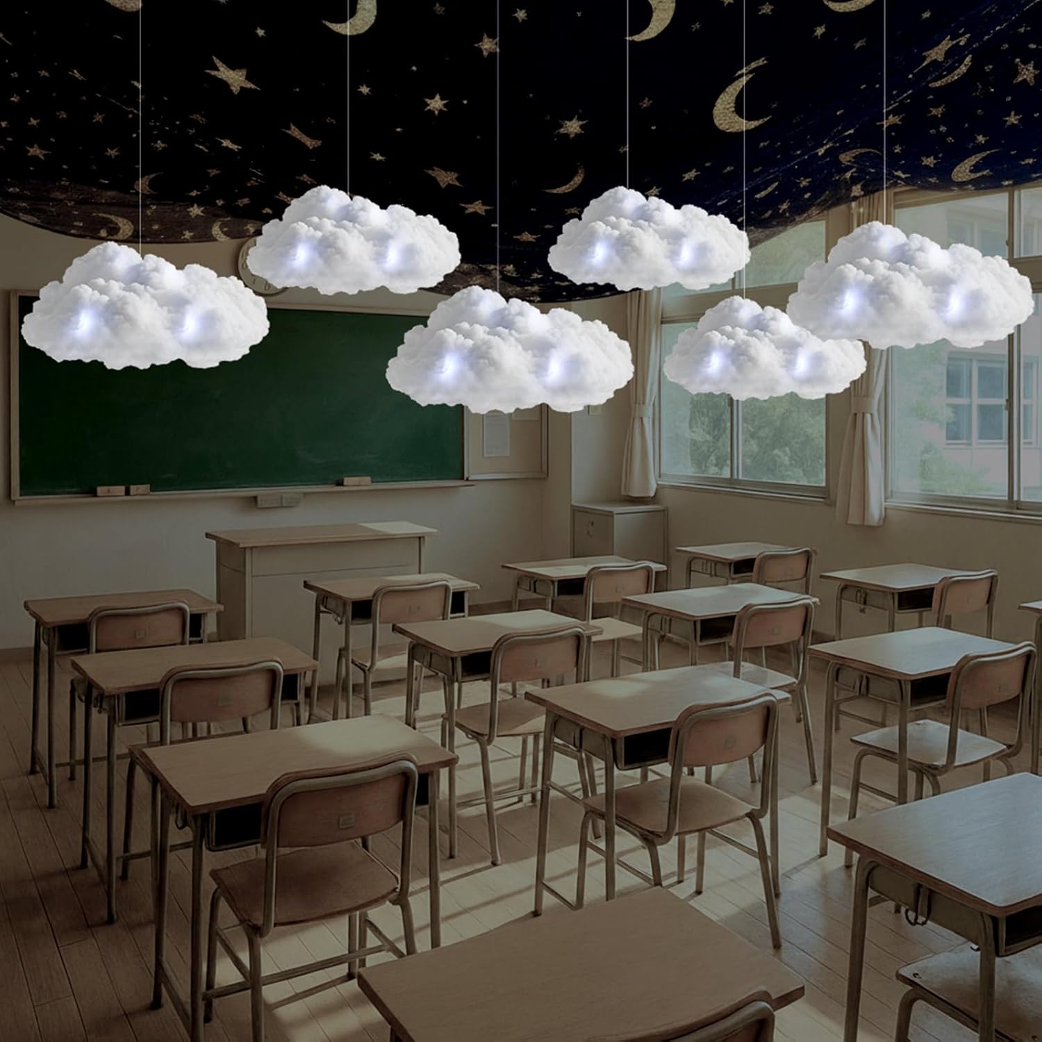 Amazon.com: VioraWhite 6 Set Hanging Cloud LED Lights for Ceiling with ...