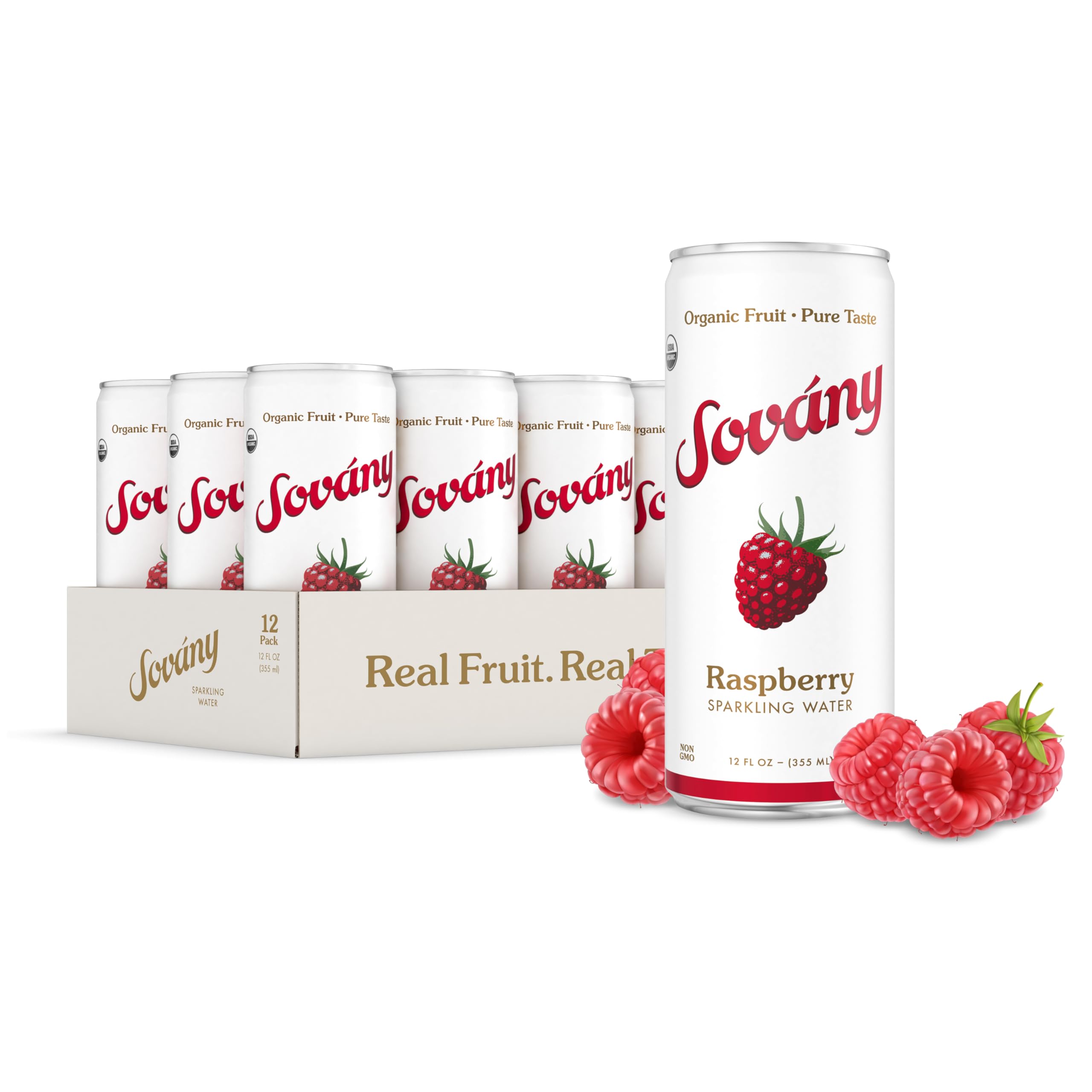 Amazon.com: Sovány Sparkling Water, Raspberry, Seltzer Water Drinks, USDA Organic, Made With ...