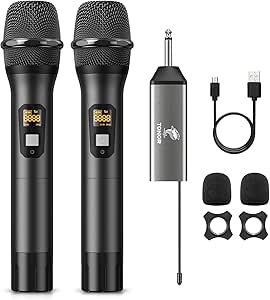Amazon.com: TONOR Wireless Microphone, UHF Dual Cordless Metal Dynamic Mic System with ...