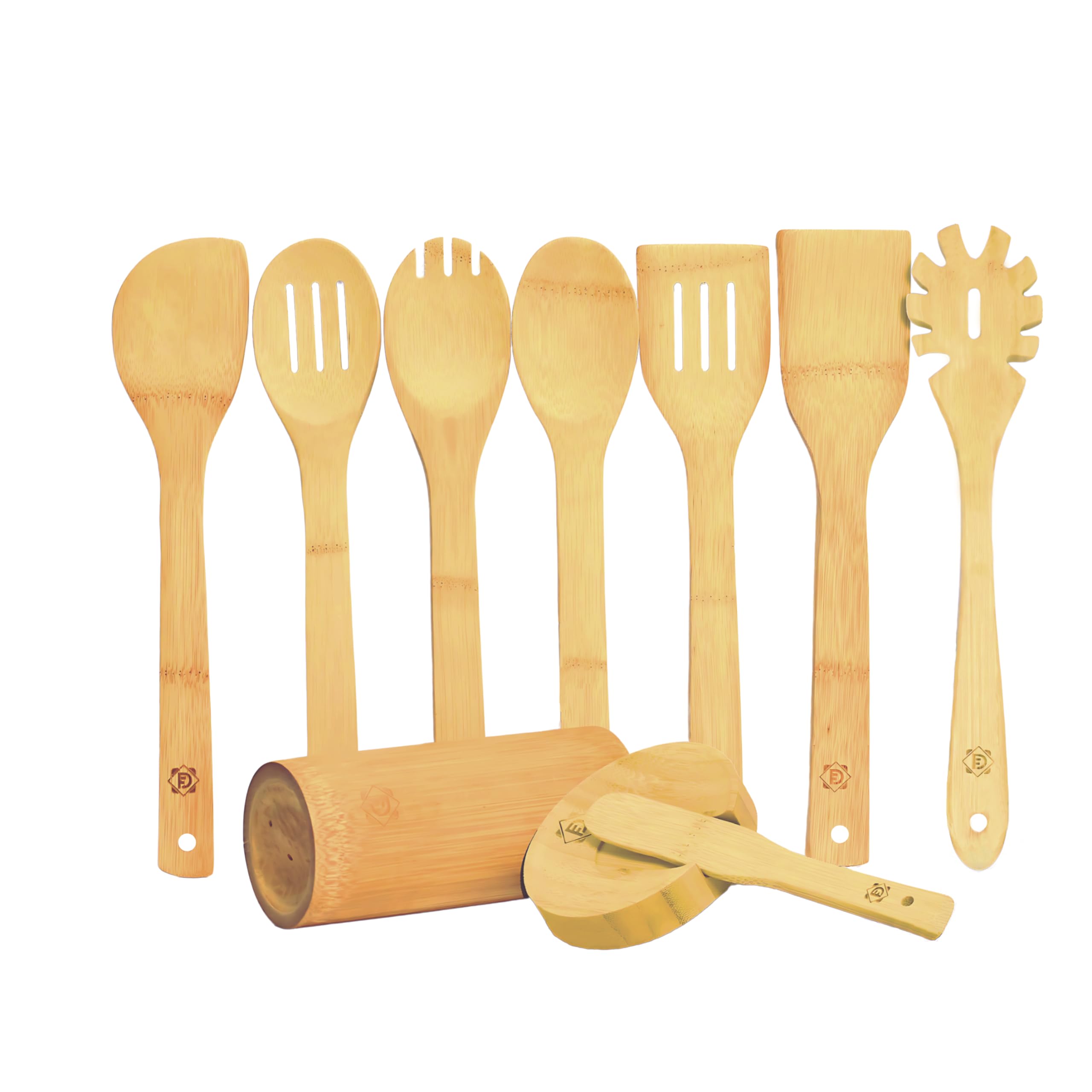 Amazon.com: Utensils Wooden 10 piece, Premium Bamboo Cooking Utensils ...