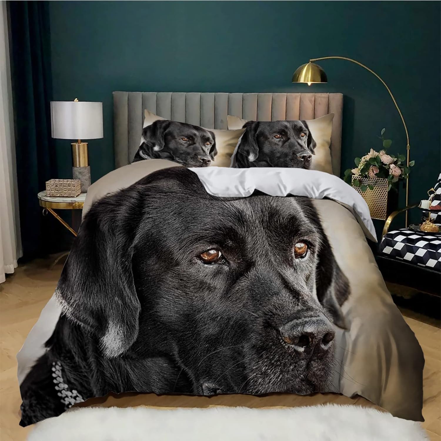 Amazon.com: Bedding Sets Queen Size Black Labrador, Soft Microfiber ...