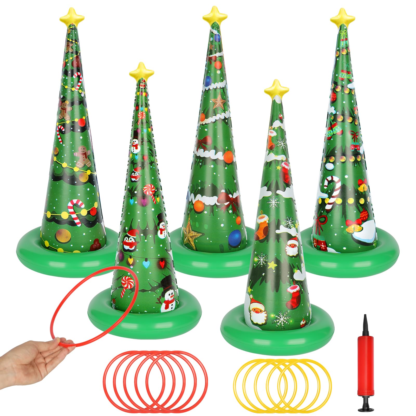 5 Pack Inflatable Christmas Tree Ring Toss Game,Christmas Party Games ...