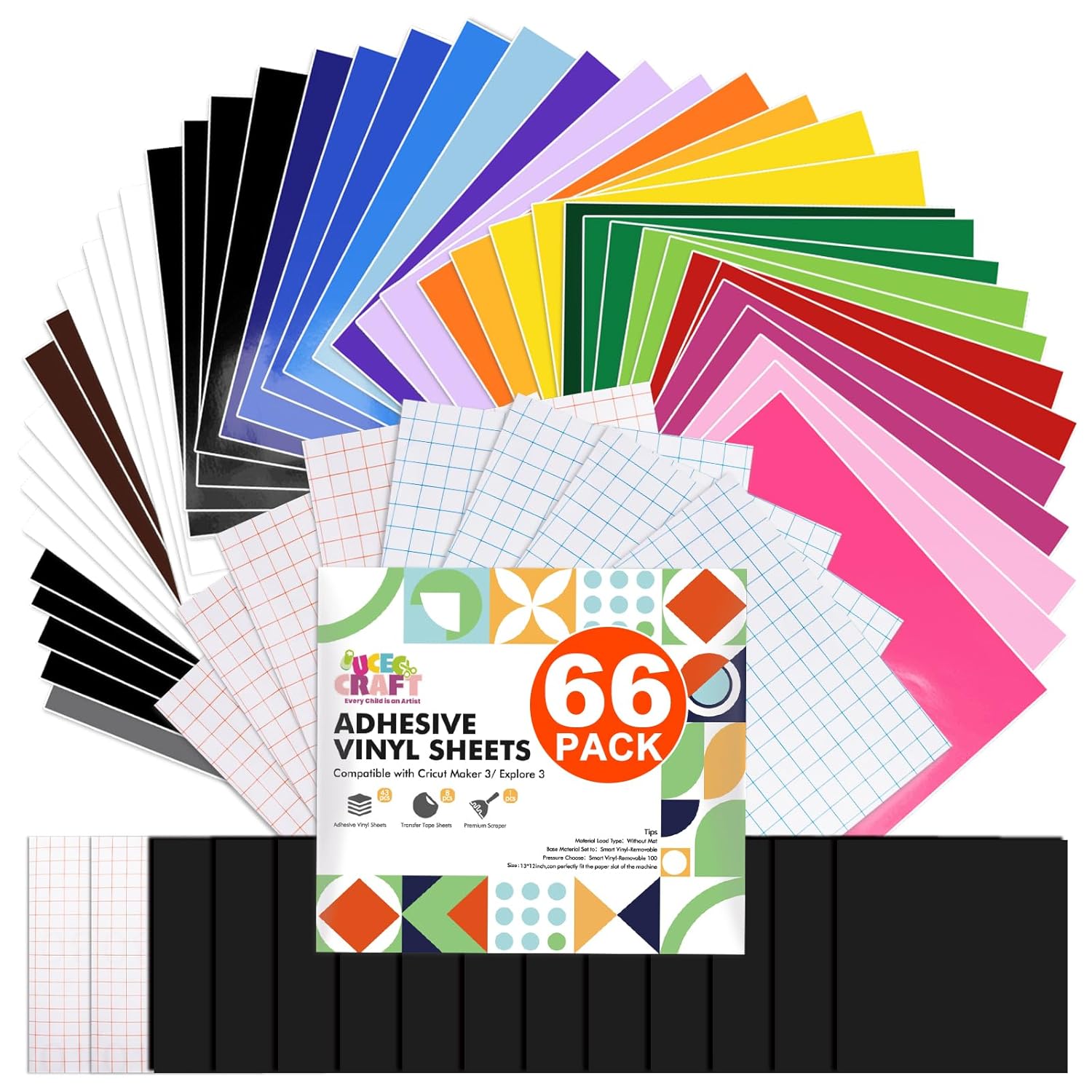 Amazon.com: UCEC Vibrant Color Combo: 66-Pack 13"x12" Removable Vinyl ...