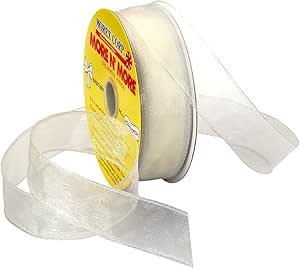 Amazon.com: Morex Ribbon Wired 1-Inch Chiffon Ribbon with 25-Yard Spool ...