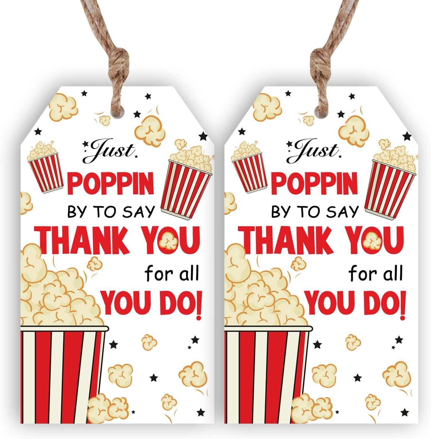 Amazon.com: Serencatcher Popcorn Thank You Gift Tags With String, 50pcs ...