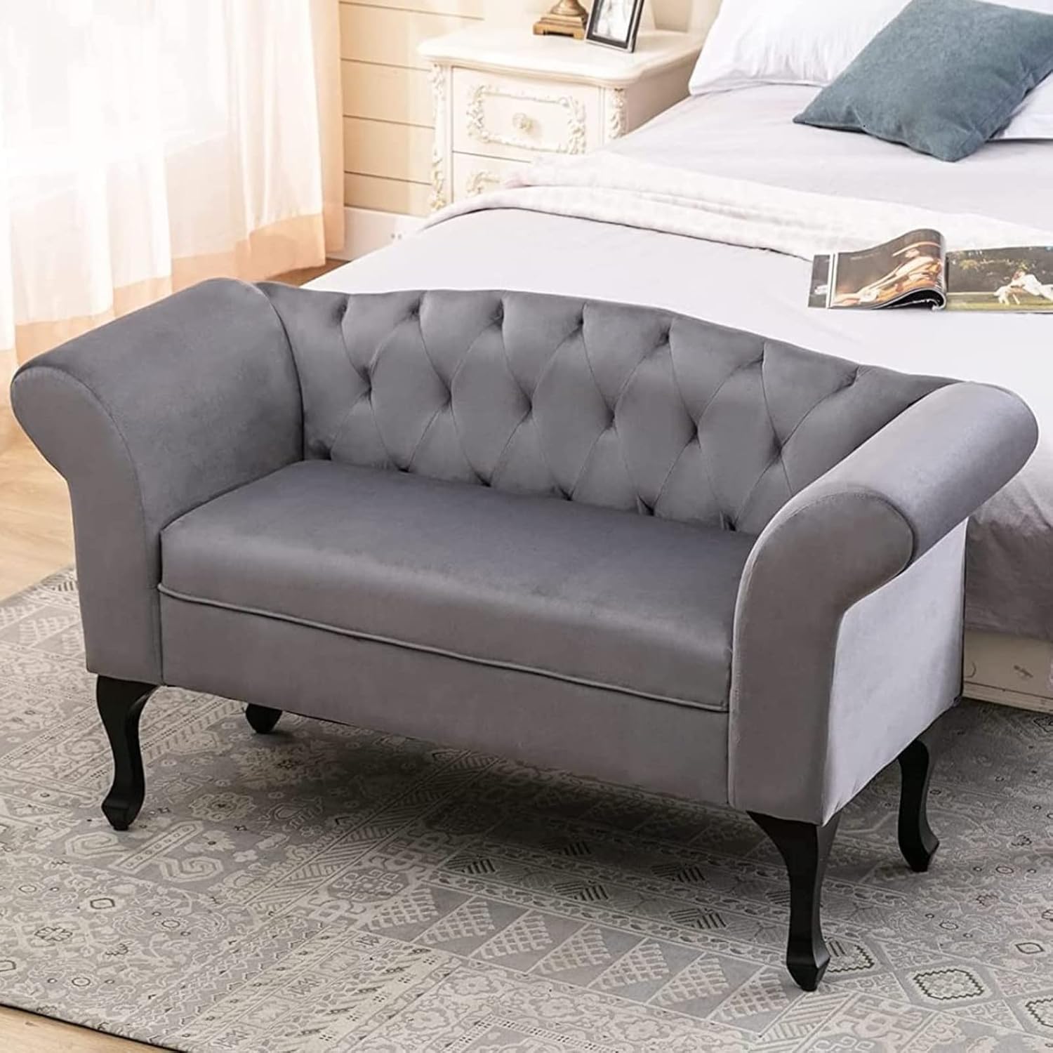 Amazon.com: HCHAIRH 53" Velvet Loveseat Couch with Rolled Arms,2 Seater ...