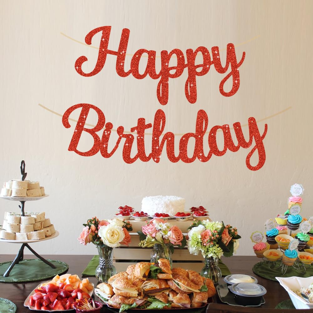 Snapklik.com : Red Happy Birthday Banner - NO DIY,10Feet,Pre-Strung ...