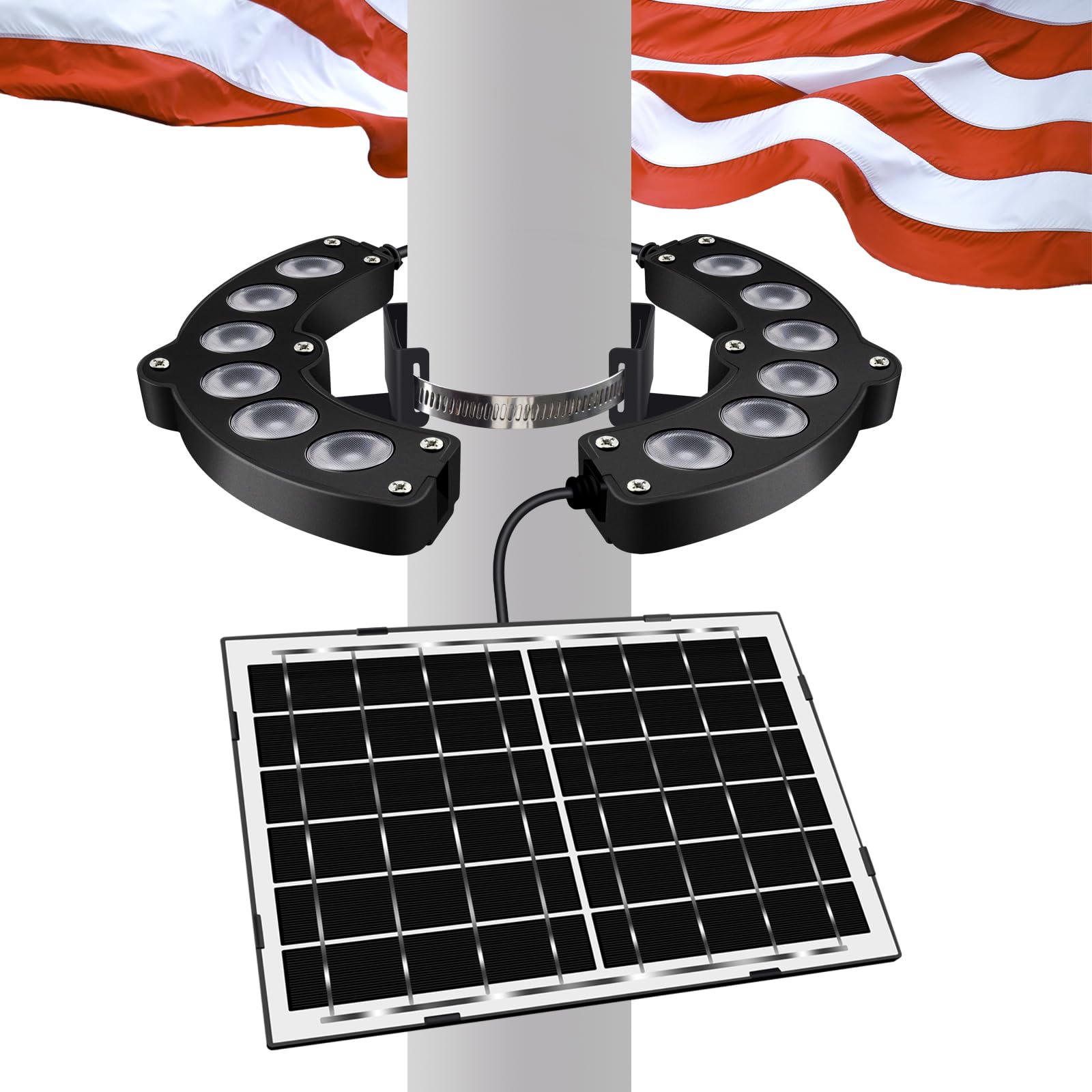 Amazon.com: Solar Flag Pole Lights Outdoor Waterproof LED 3800 Lumen ...