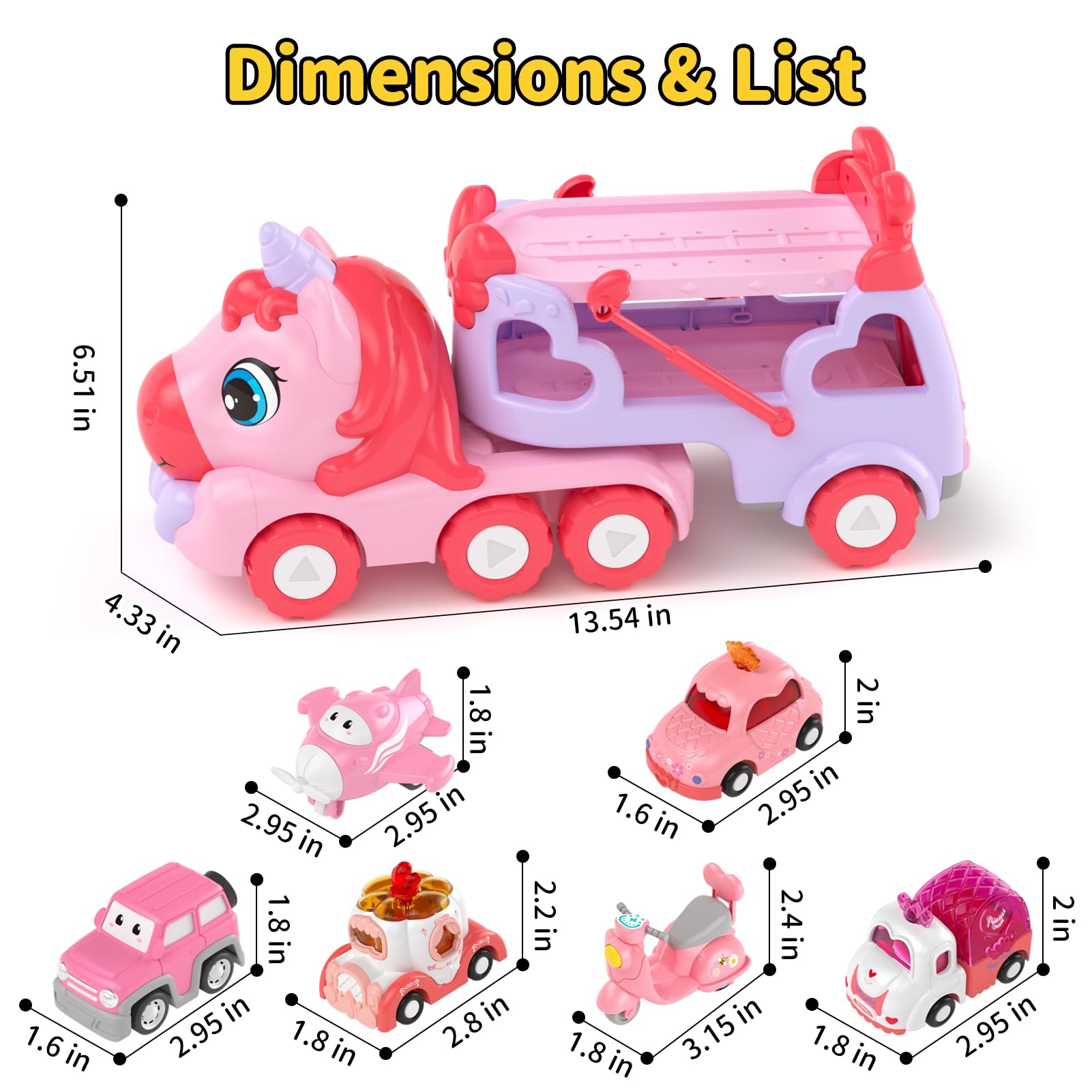 7 in 1 Carrier Truck Cars for Toddlers Girl Toys, Unicorn Gifts for ...
