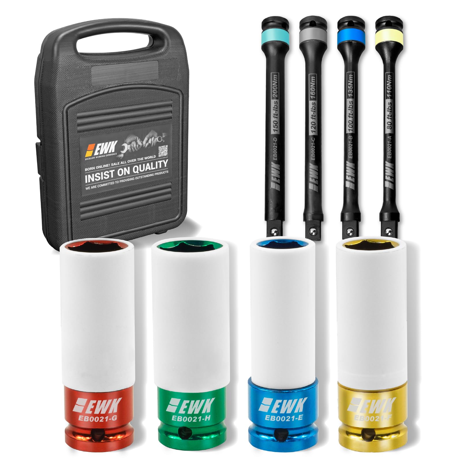 Amazon.com: EWK 8 Piece 1/2 inch Drive Torque Limiting Extension Stick ...