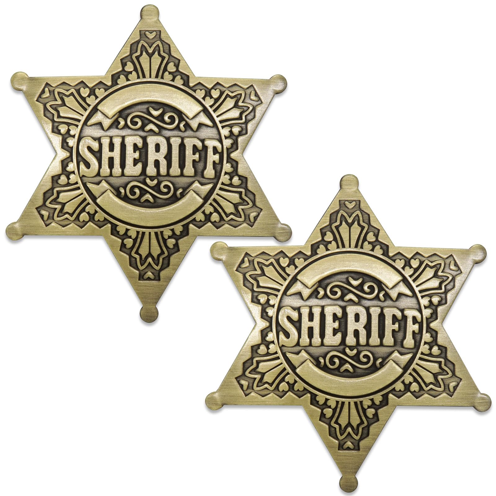 Amazon.com: Huwane Sheriff Badge 2 Packs Metal Police Badges Pin Old ...