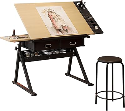 Amazon.com: tonchean Drafting Table Height Adjustable Art Desk with ...