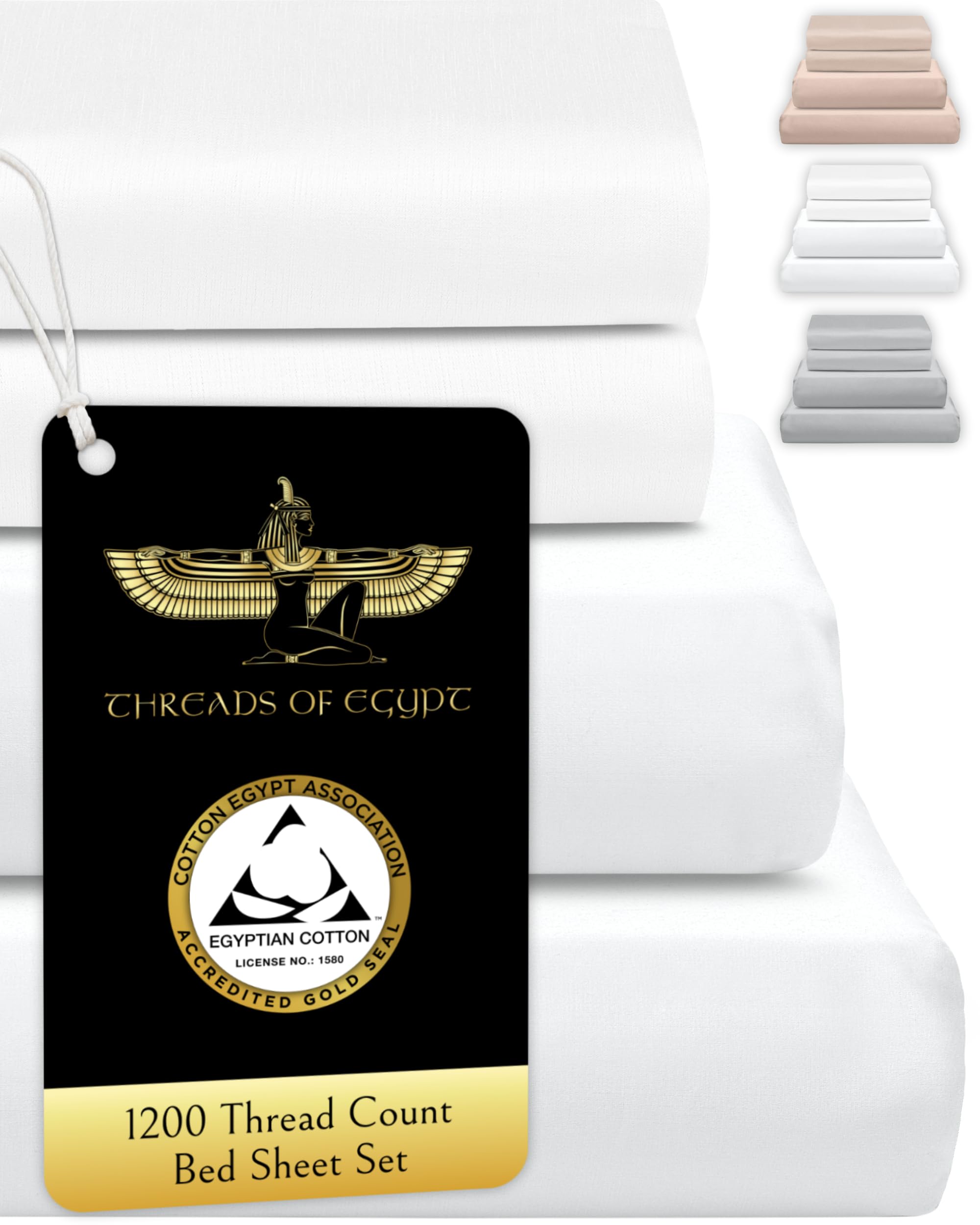 Amazon.com: THREADS OF EGYPT 100% Egyptian Cotton Sheets Queen Size ...