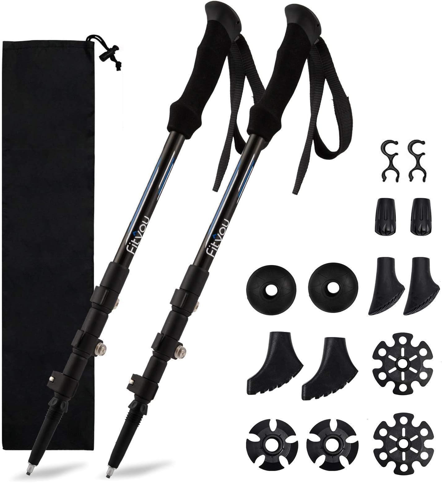 Fityou Nordic Walking Trekking Poles - 2 Pack Aluminum Metal Stick with ...