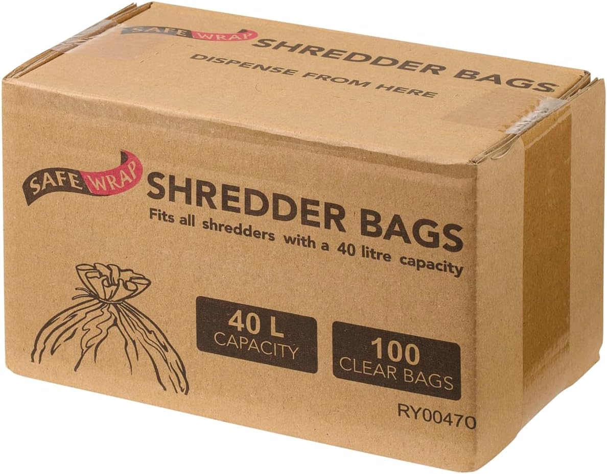 Safe Wrap Shredder Bags, 40L Capacity | Pack of 100 | Durable, High ...