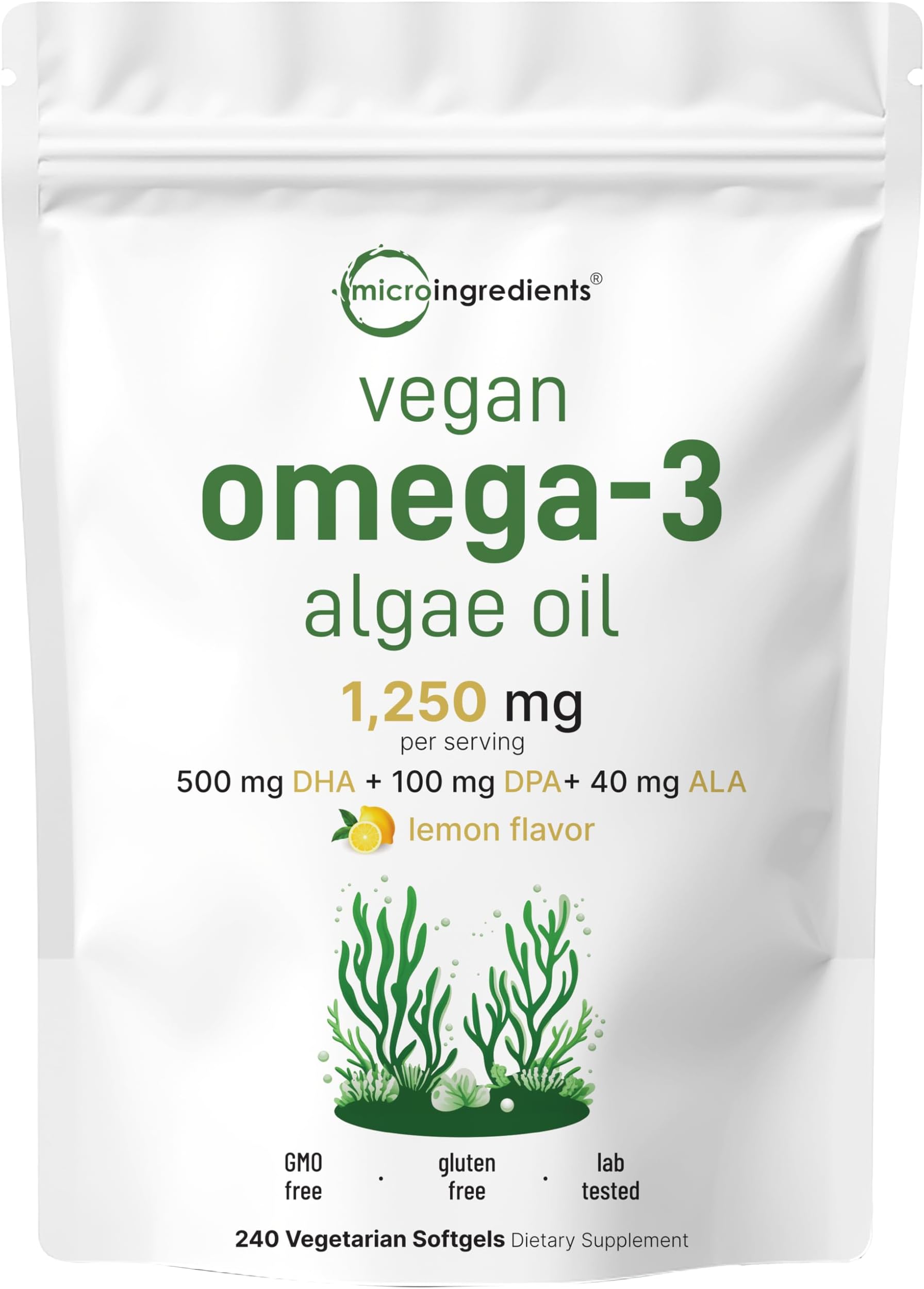 Amazon.com: Micro Ingredients Vegan Omega 3 Algae Oil, 240 Veggie ...