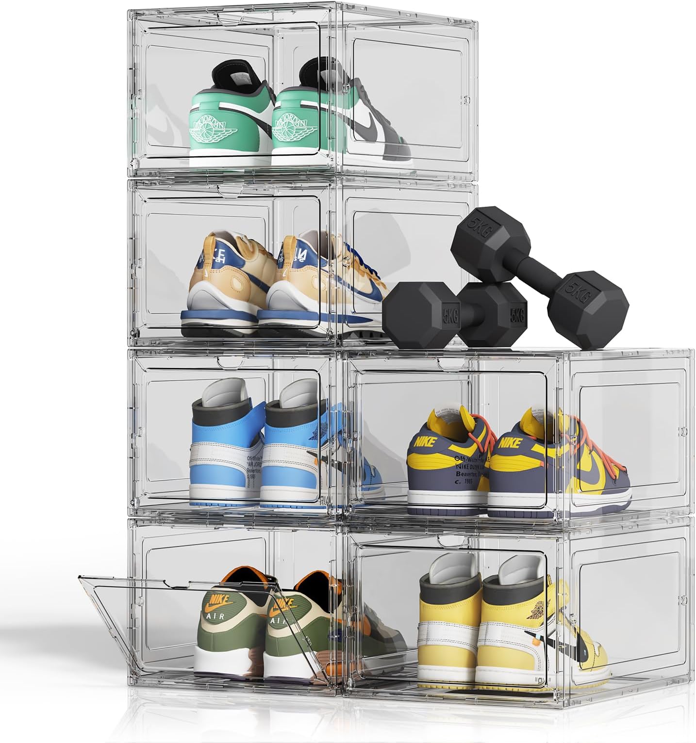 Amazon.com: Sturdy Shoe Organizer 6 Pack Clear Shoe Storage Boxes ...