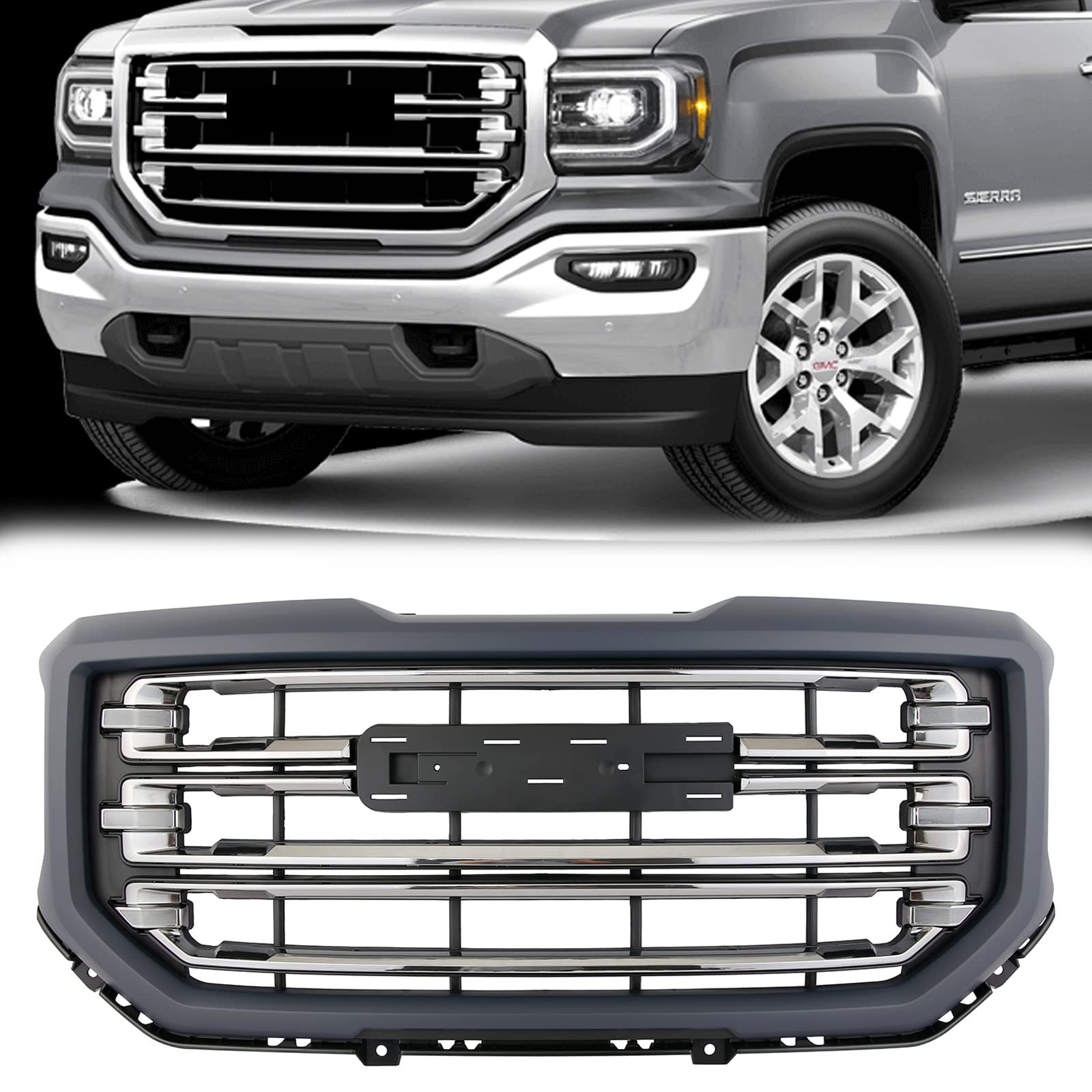 Amazon.com: KARPAL Front Bumper Grille Compatible with 2016-2019 GMC ...