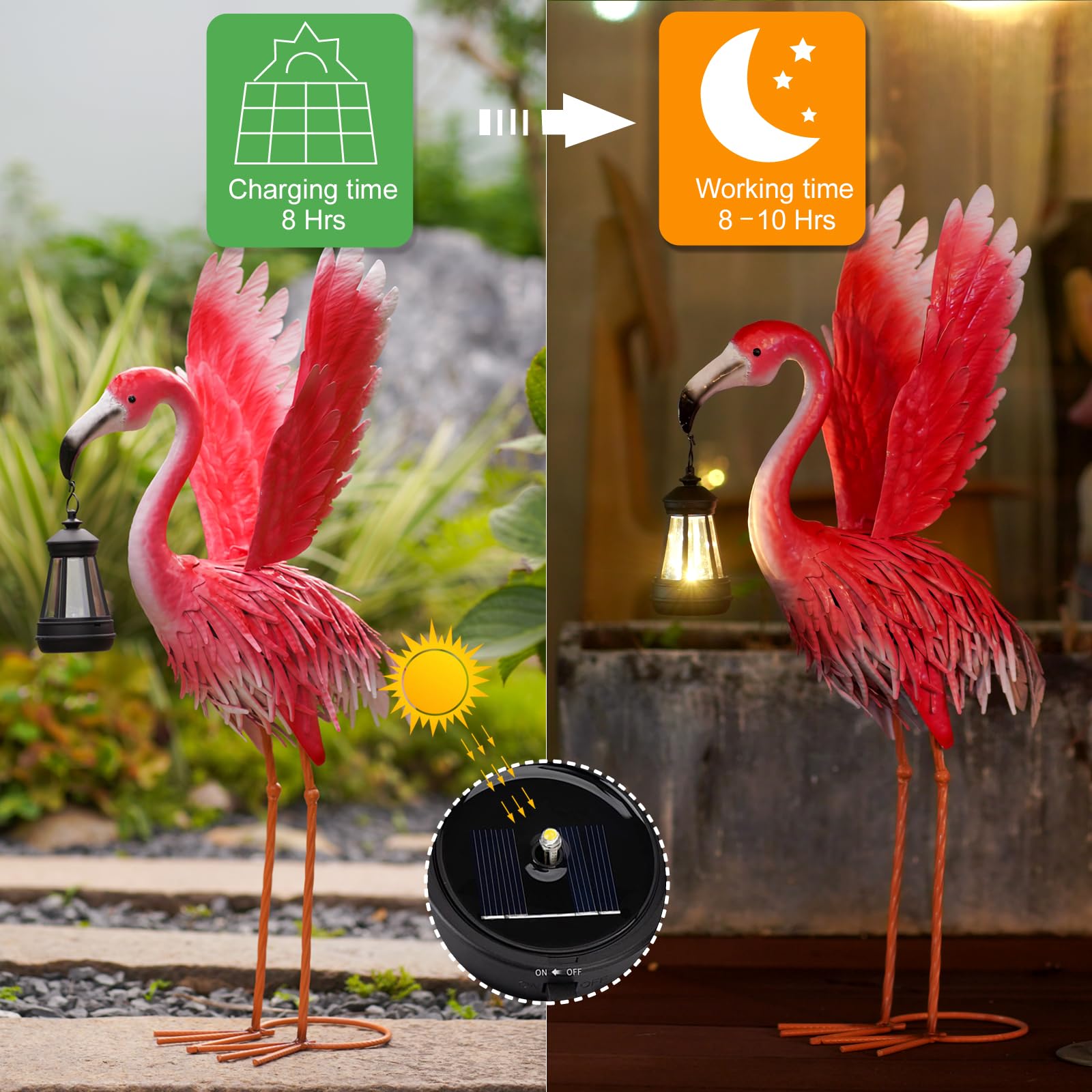Snapklik.com : Metal Flamingo Decor For Yard Art: Solar Sculptures ...