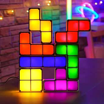 AVEKI Night Light, LED 7 Colors Tangram DIY 3D Interlocking Induction ...