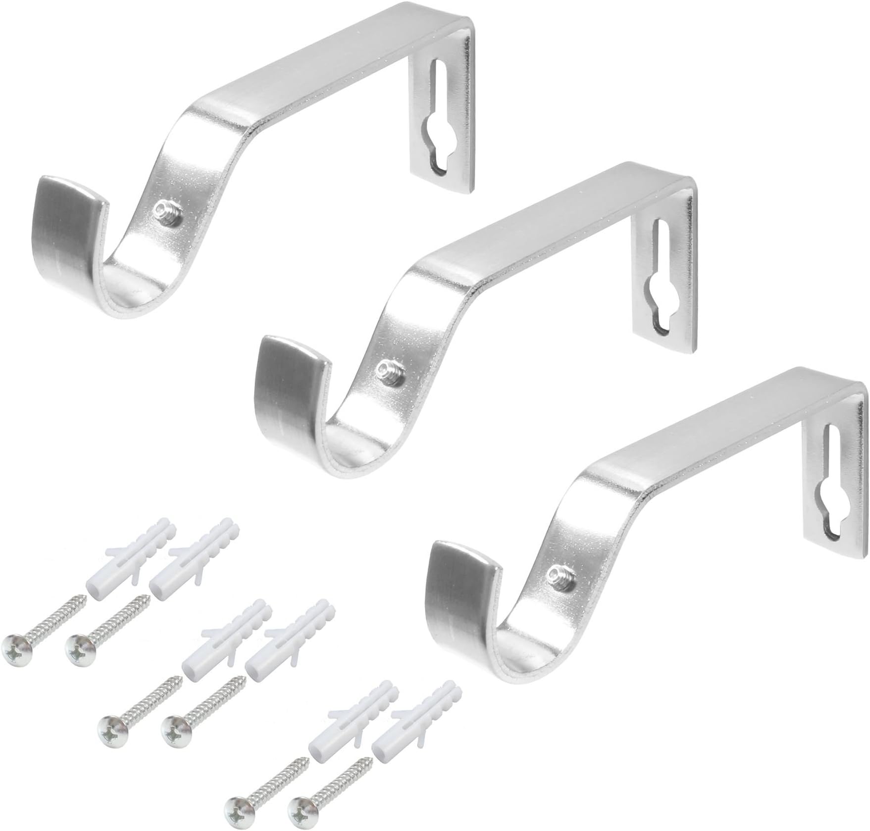 White Hinge 2x Heavy Duty Black 28mm Curtain Pole Brackets + Fixings ...