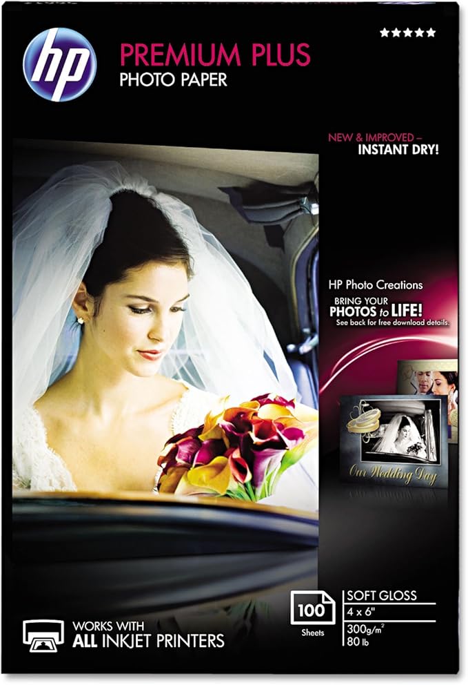 Amazon.com : HP CR666A HP Photo Paper, 4-Inch x6-Inch, 11.5 mil, 100Sht ...