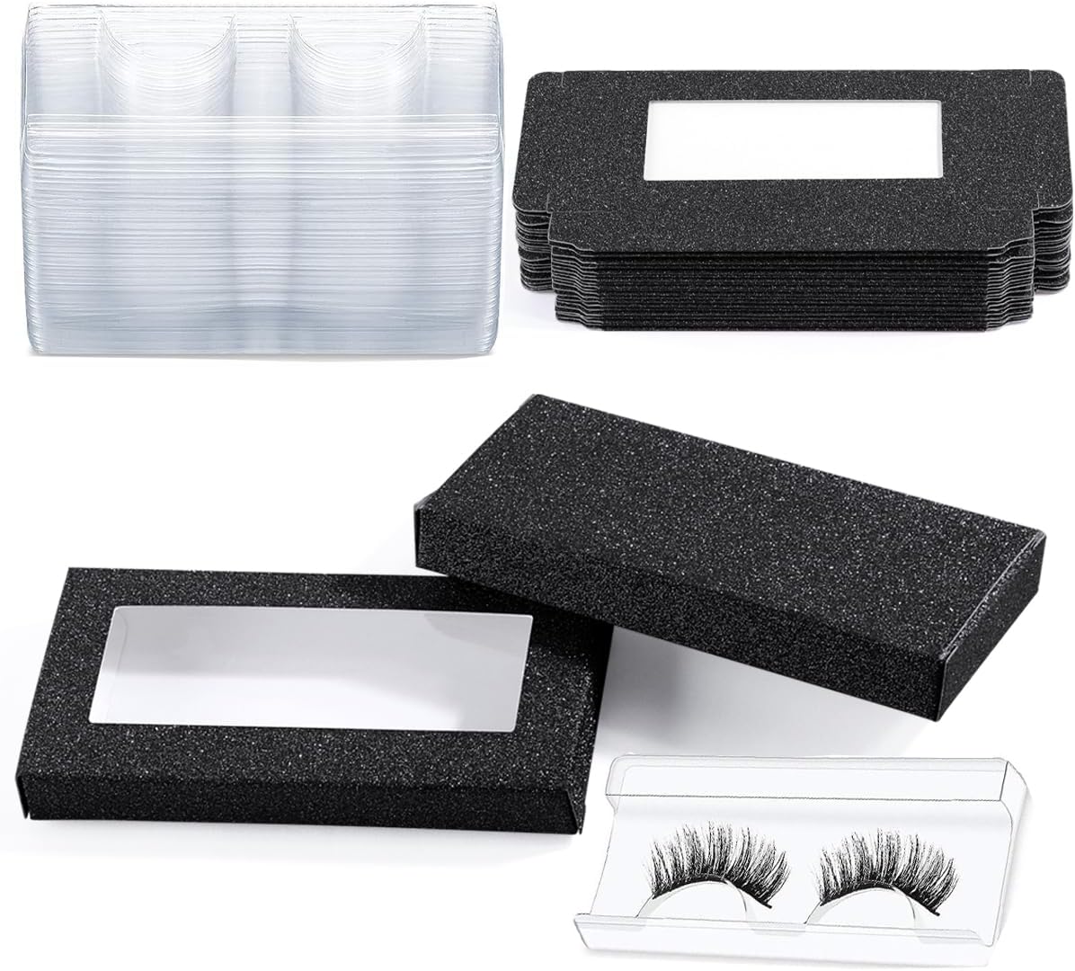 Amazon.com : 100 Pieces Round Eyelash Tray Holder Plastic Eye Lash ...