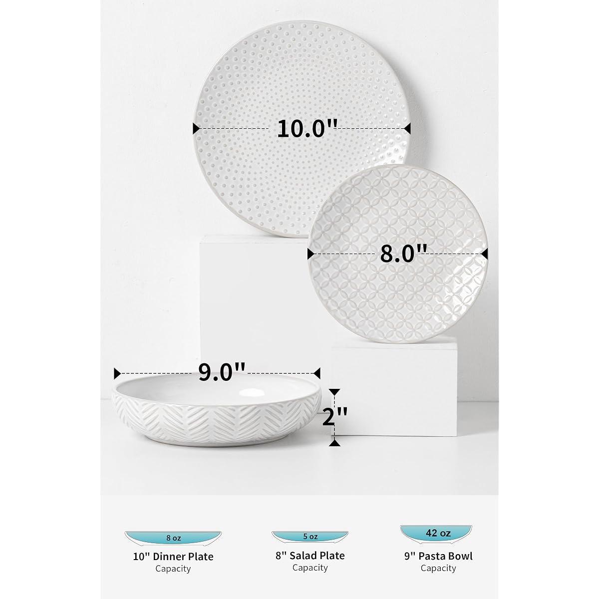 $21/mo - Finance 24-Piece Embossed Ceramic Dinnerware Set–8 Dinner ...