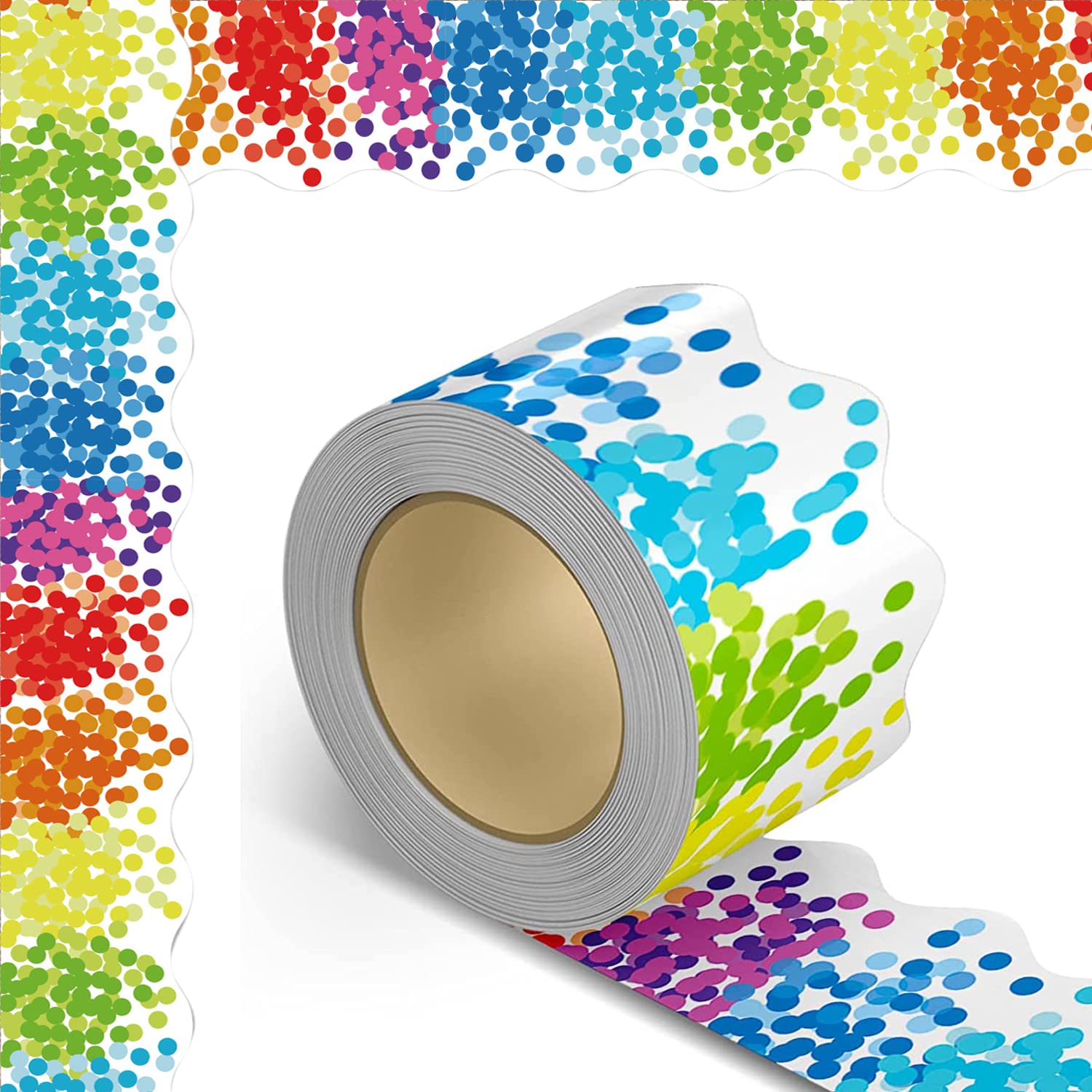 Amazon.com : Rainbow Confetti Bulletin Board Borders for Classroom 65Ft ...