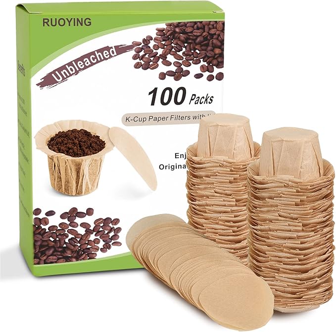 Amazon.com: Unbleached K cup Coffee Paper Filters with Lid Disposable ...