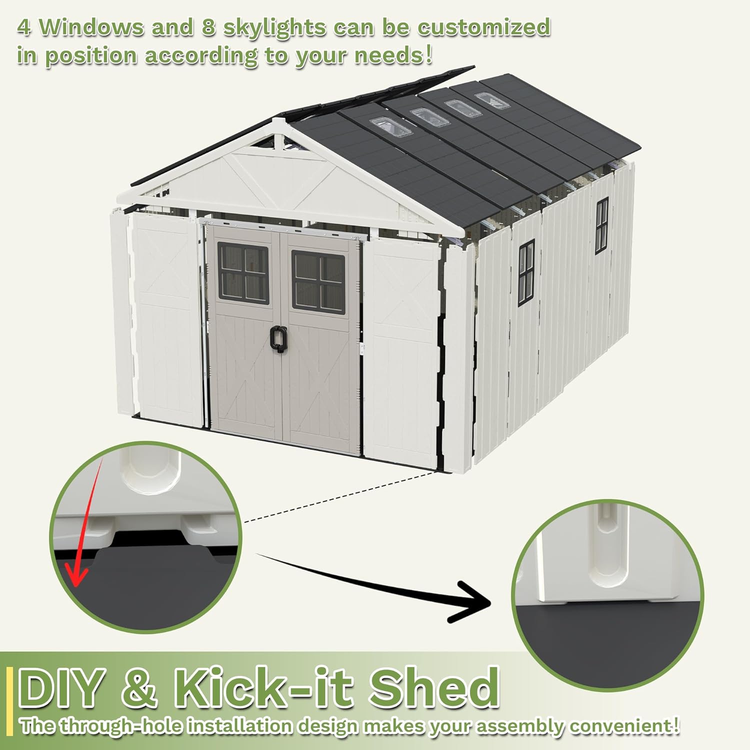 Greesum 10x14 FT Plastic Outdoor Storage Shed Instruction Manual