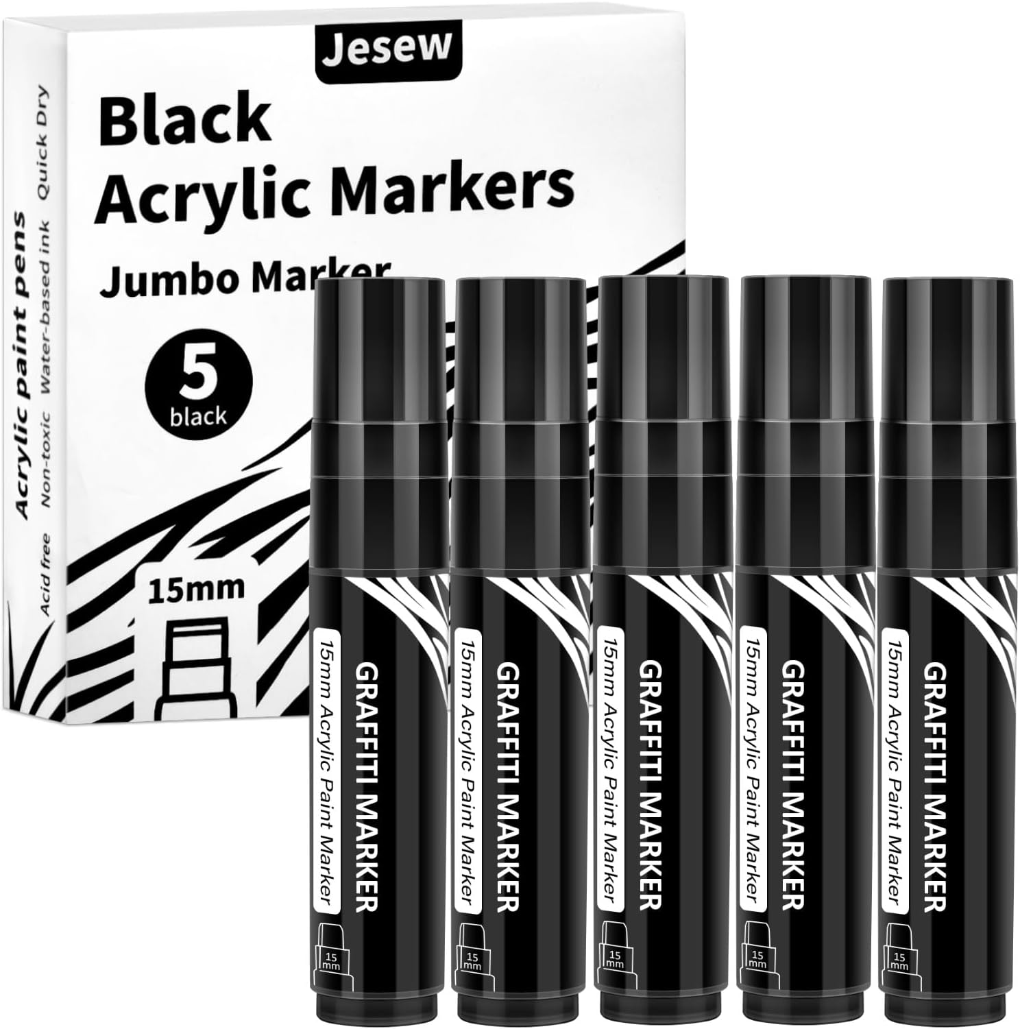 Amazon.com: BIGTHUMB 3 Pcs Black Jumbo Permanent Markers: 15mm Wide Tip ...