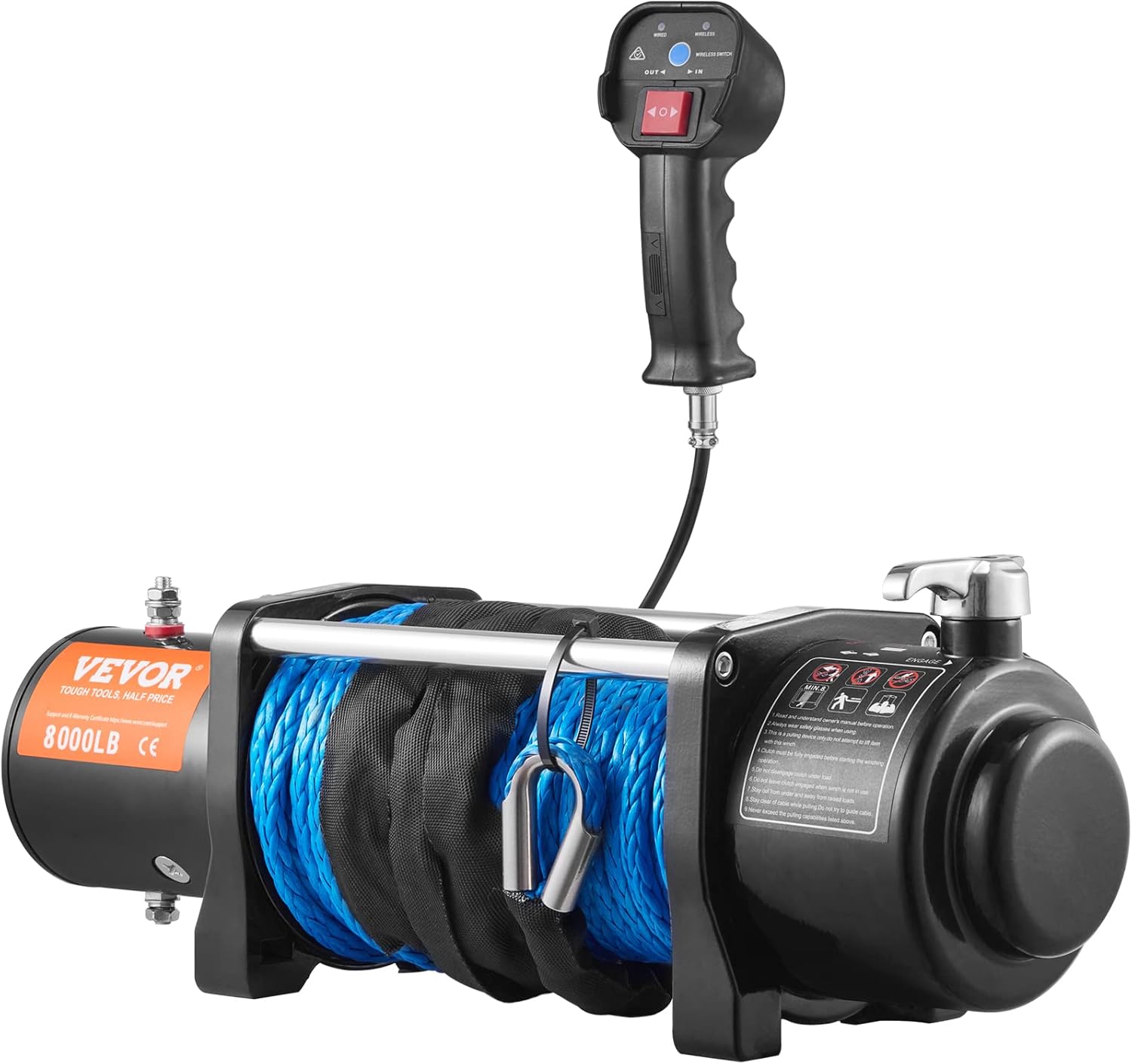Amazon.com: VEVOR eWInch_Rep_10 Electric Winch, 8000 LBS, Black ...