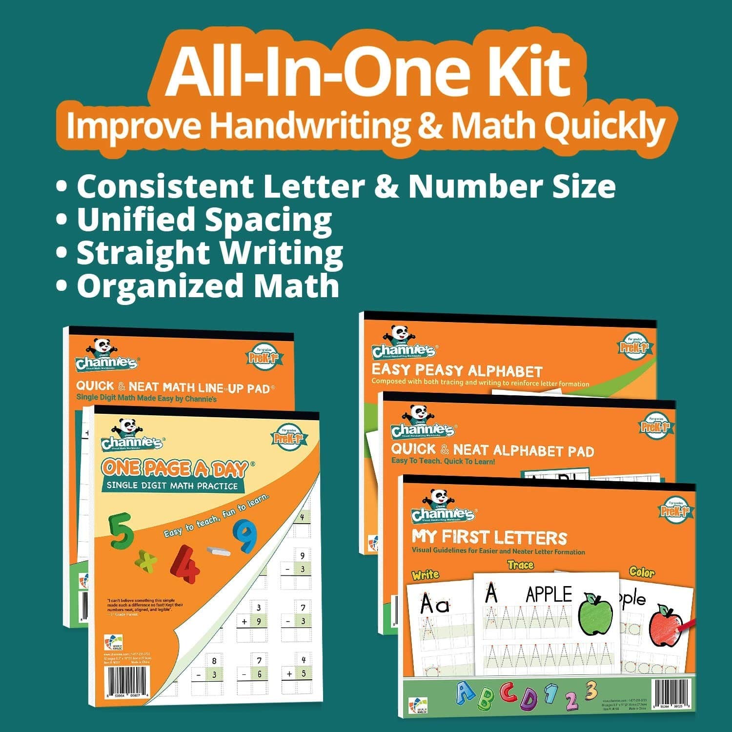 Snapklik.com : Channies All-In-One Visual Handwriting & Math Workbook ...