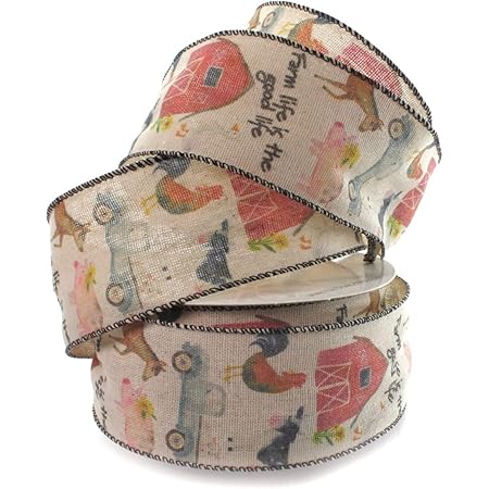 Amazon.com: Ribbon Traditions Farm Life Burlap Wired Ribbon 2 1/2" by ...