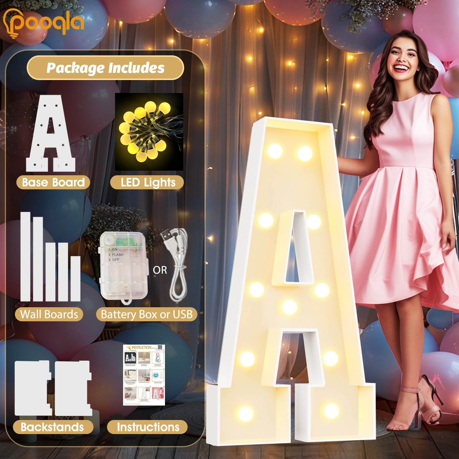 Snapklik.com : 4 FT Marquee Light Up Letters, Cool White And Warm White ...