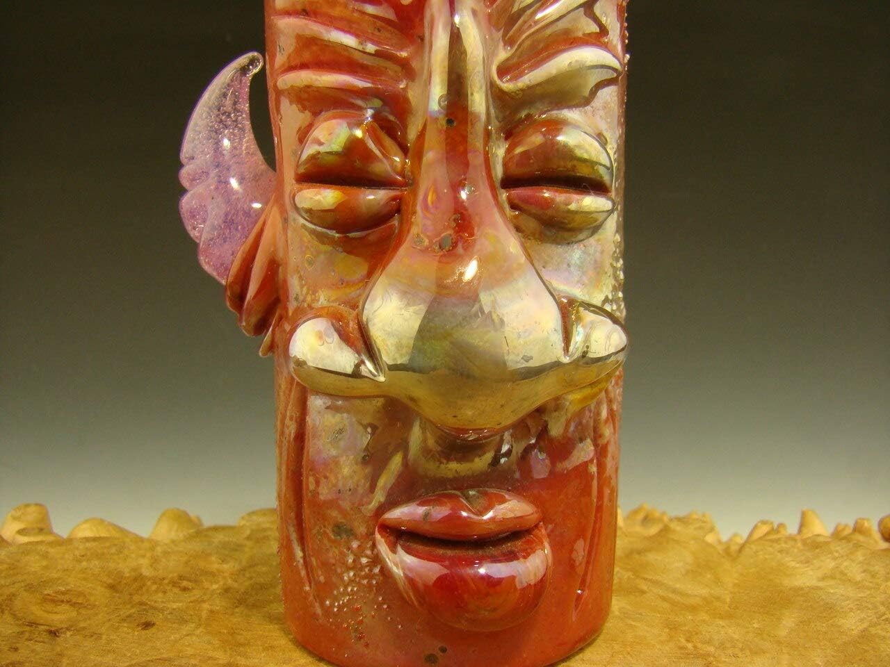 Amazon.com: Hand Blown Glass Tribal Jar Red 24k fumed Flameworked Bar ...