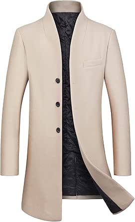 WULFUL Men Wool Trench Coat Slim Fit Winter Coat at Amazon Men’s Clothing store