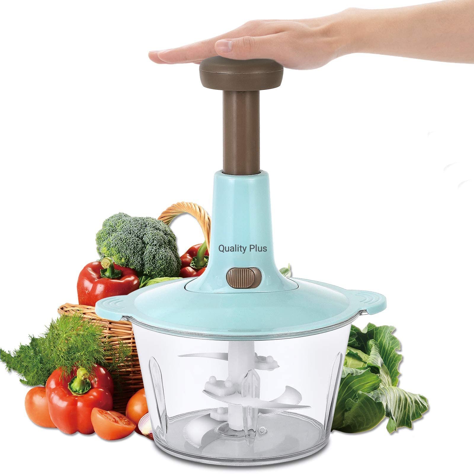 Quality Plus Food Chopper,Steel Large Manual Hand-Press Chop Fruit ...