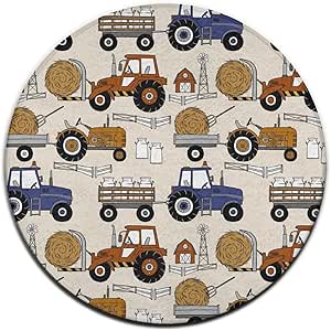 Amazon.com: Luxury Round Rugs Farm Cars Tractor Truck for Living Room ...