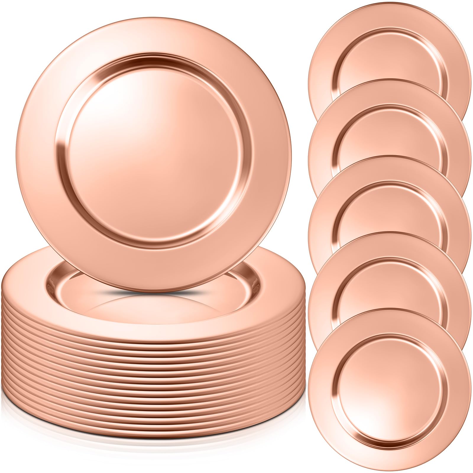 Amazon.com | Vesici 12 Pcs Stainless Steel Charger Plates 13 Inch Round ...