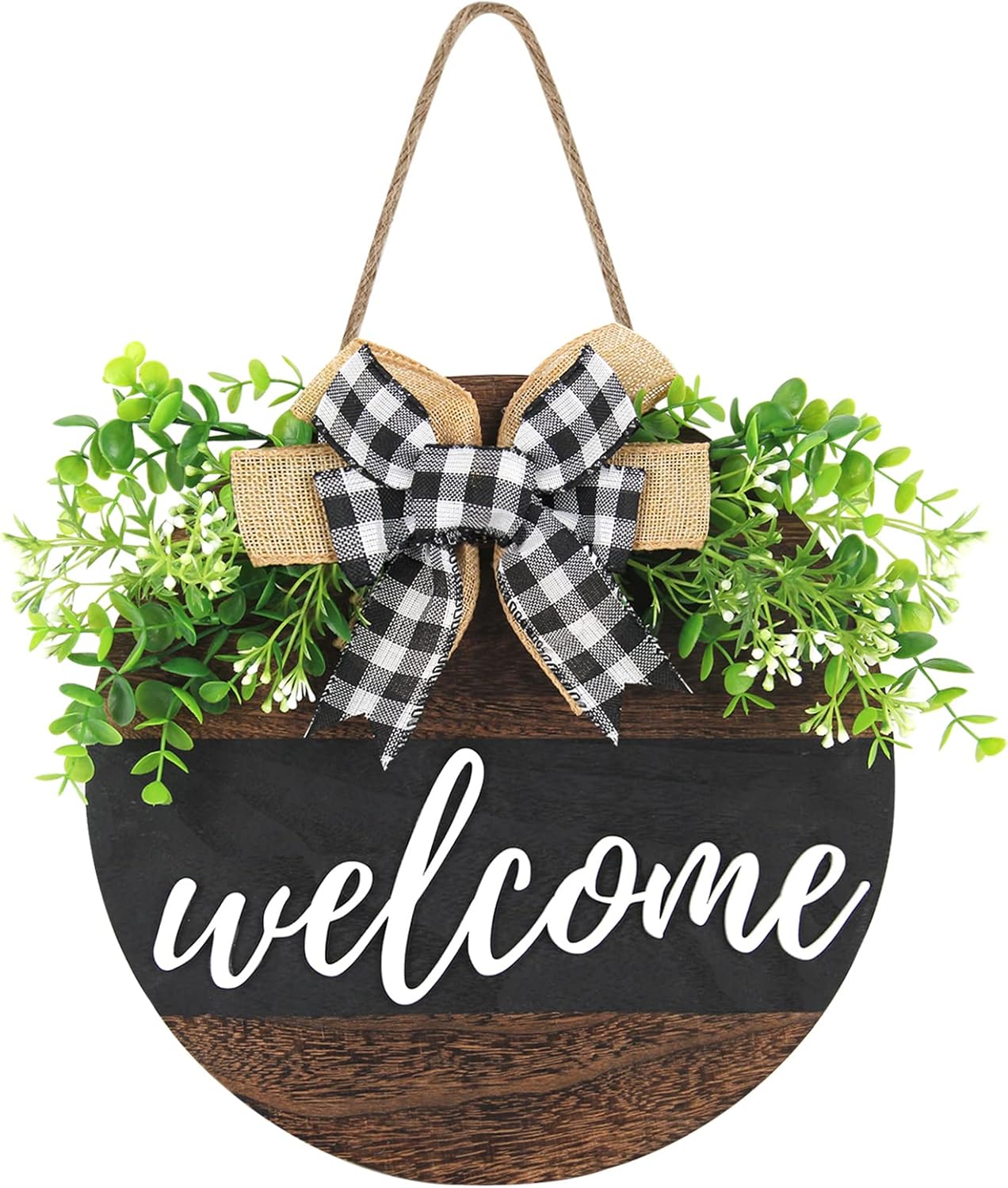 Amazon.com: Welcome Sign for Front Door Decoration Rustic Round Wood ...