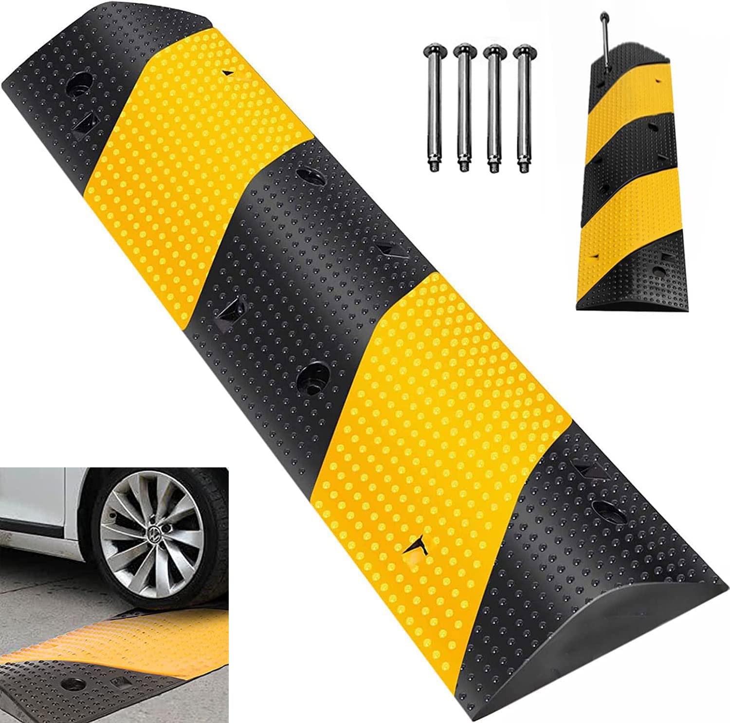 Buy Nisorpa Speed Bump Rubber Speed Humps 40" Traffic Ramps Road Bumps ...